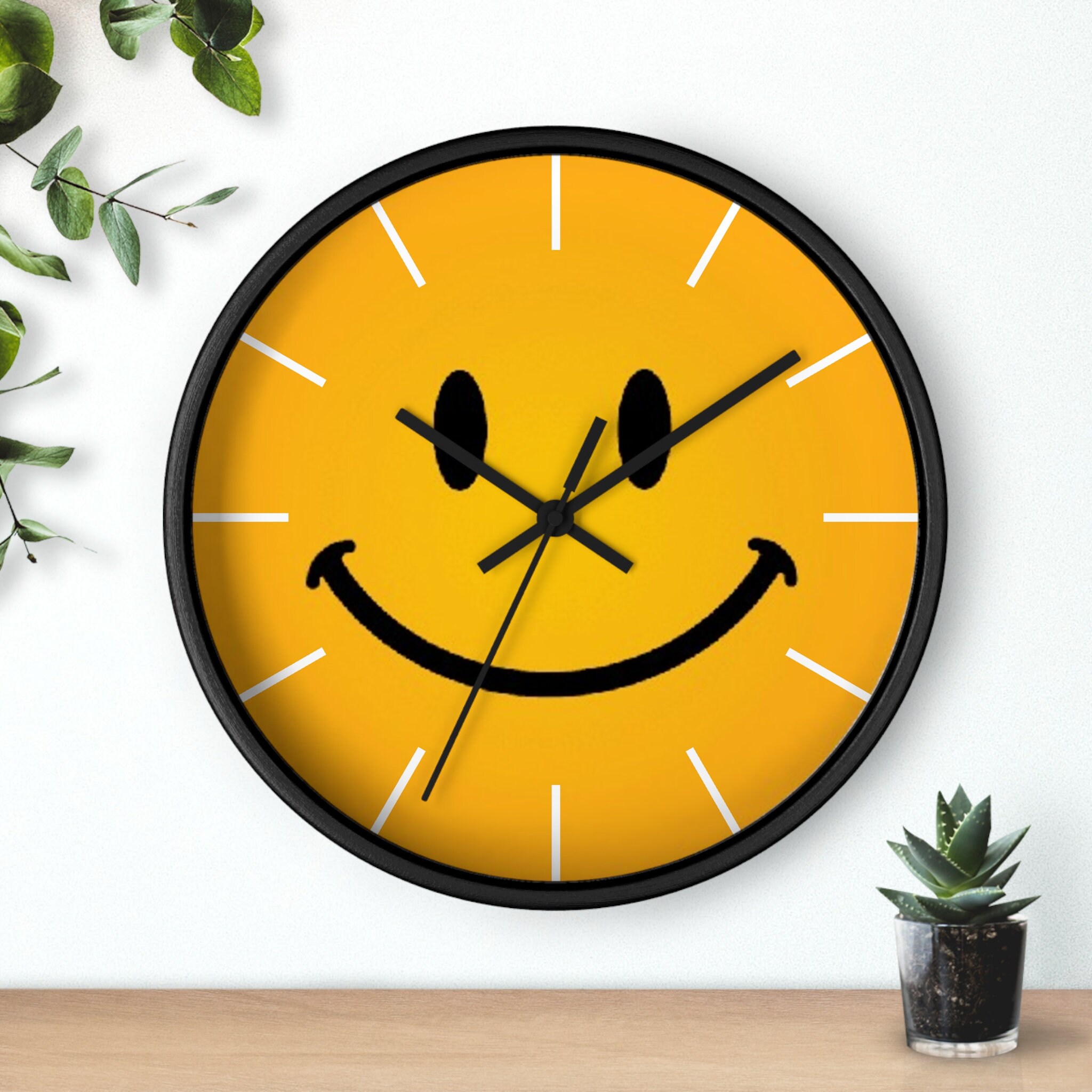 Smiley Clock, Yellow Smiley Clock, Happy Face Clock, Emoji Clock ...