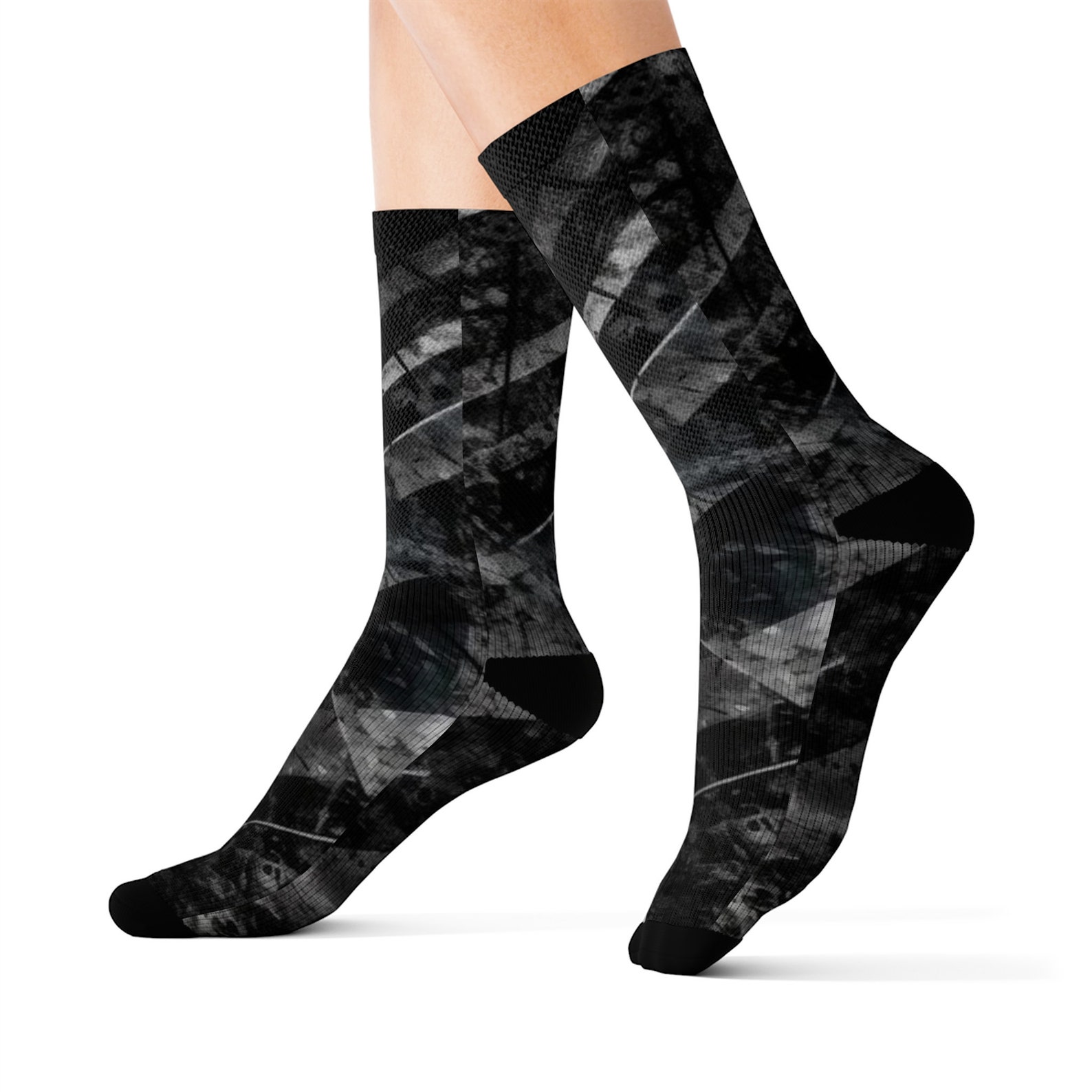 Black and White Punk Socks, Edgy Sock Design, Rebellious Style, Punk ...