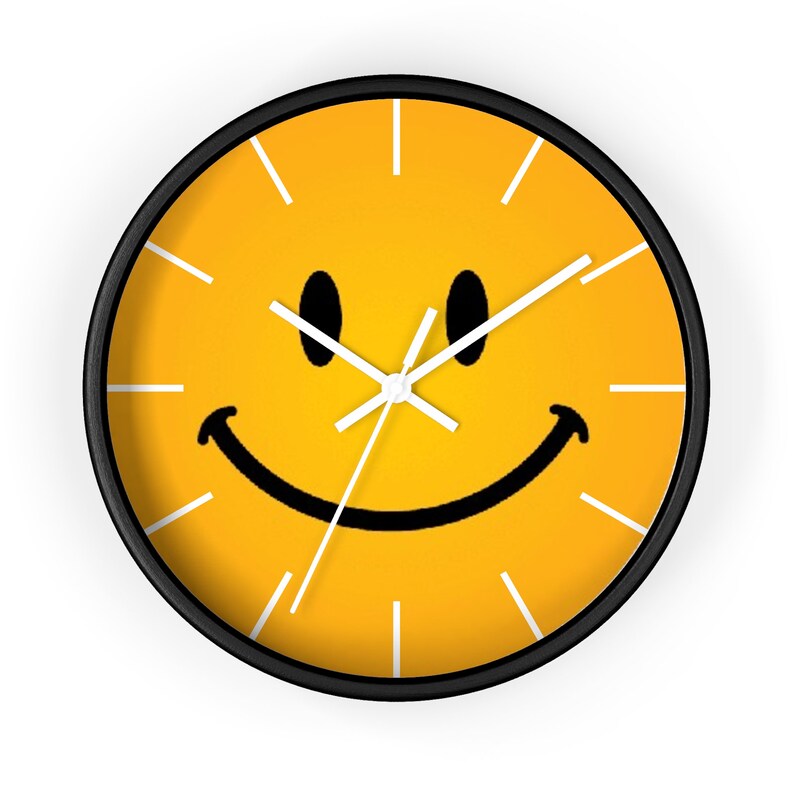 Smiley Clock, Yellow Smiley Clock, Happy Face Clock, Emoji Clock ...