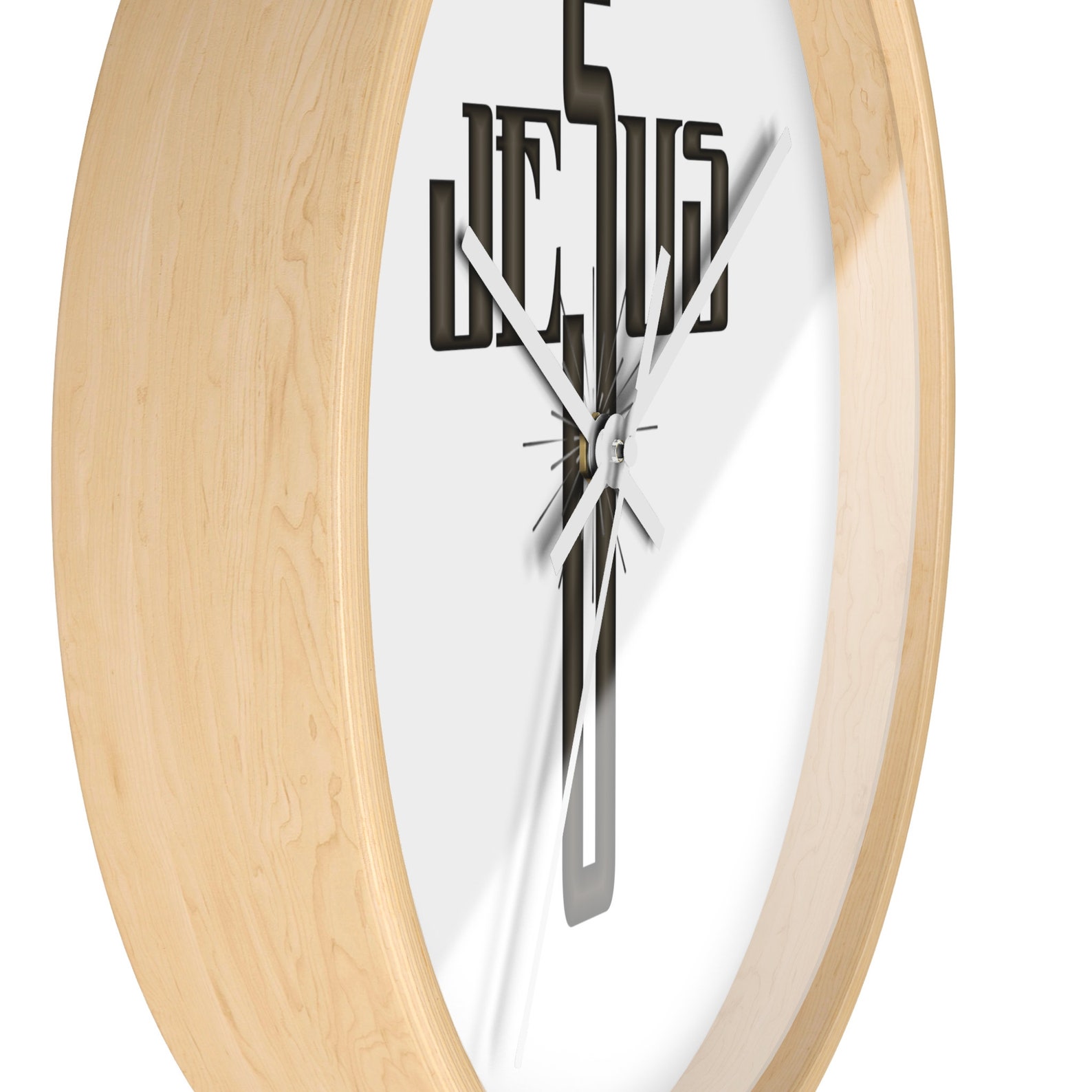 Jesus Word Art Clock, Jesus Cross Wall Clock, Christian Clock, Cross ...