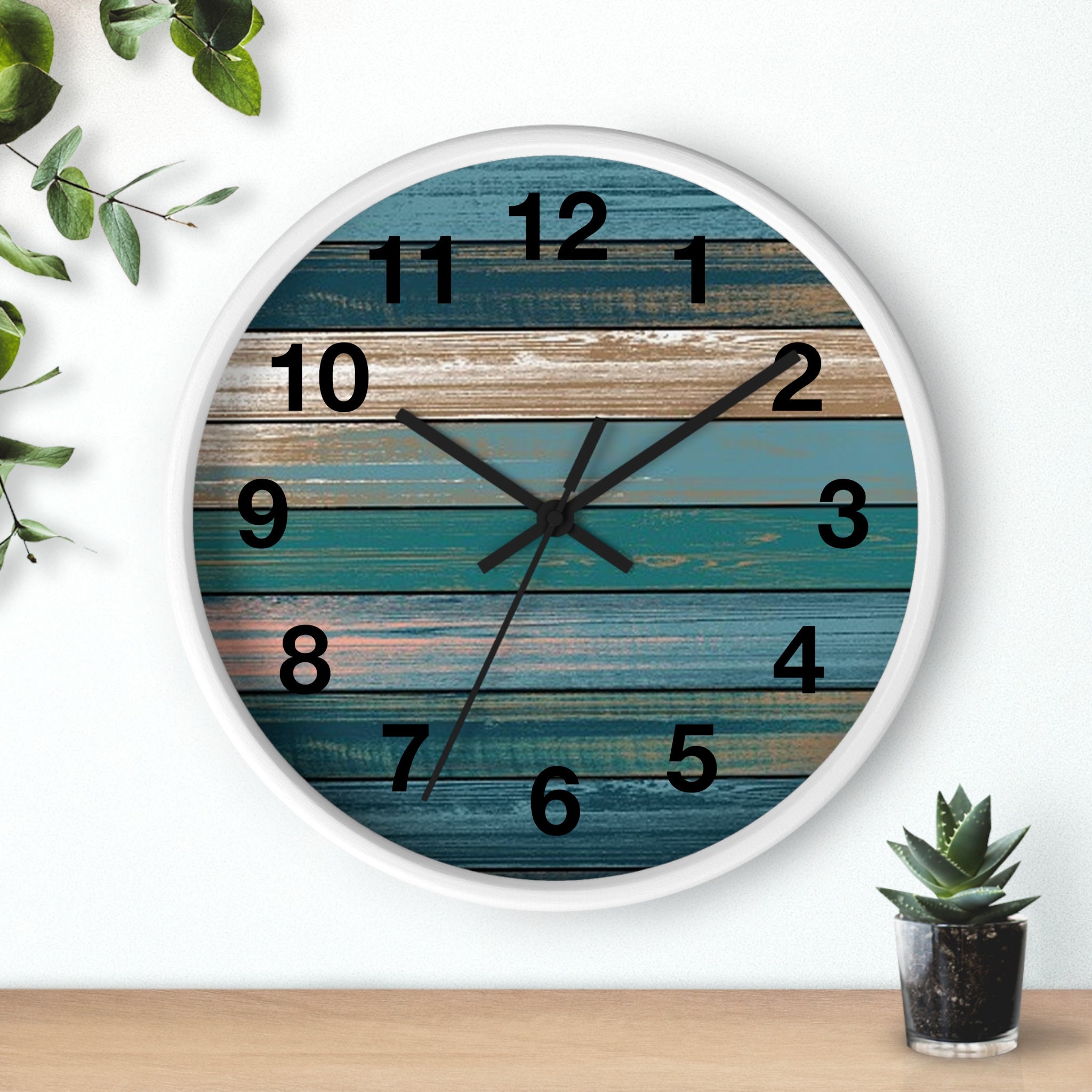 Wall Clock Vintage Wall Clock Rustic Board Background Clock - Etsy