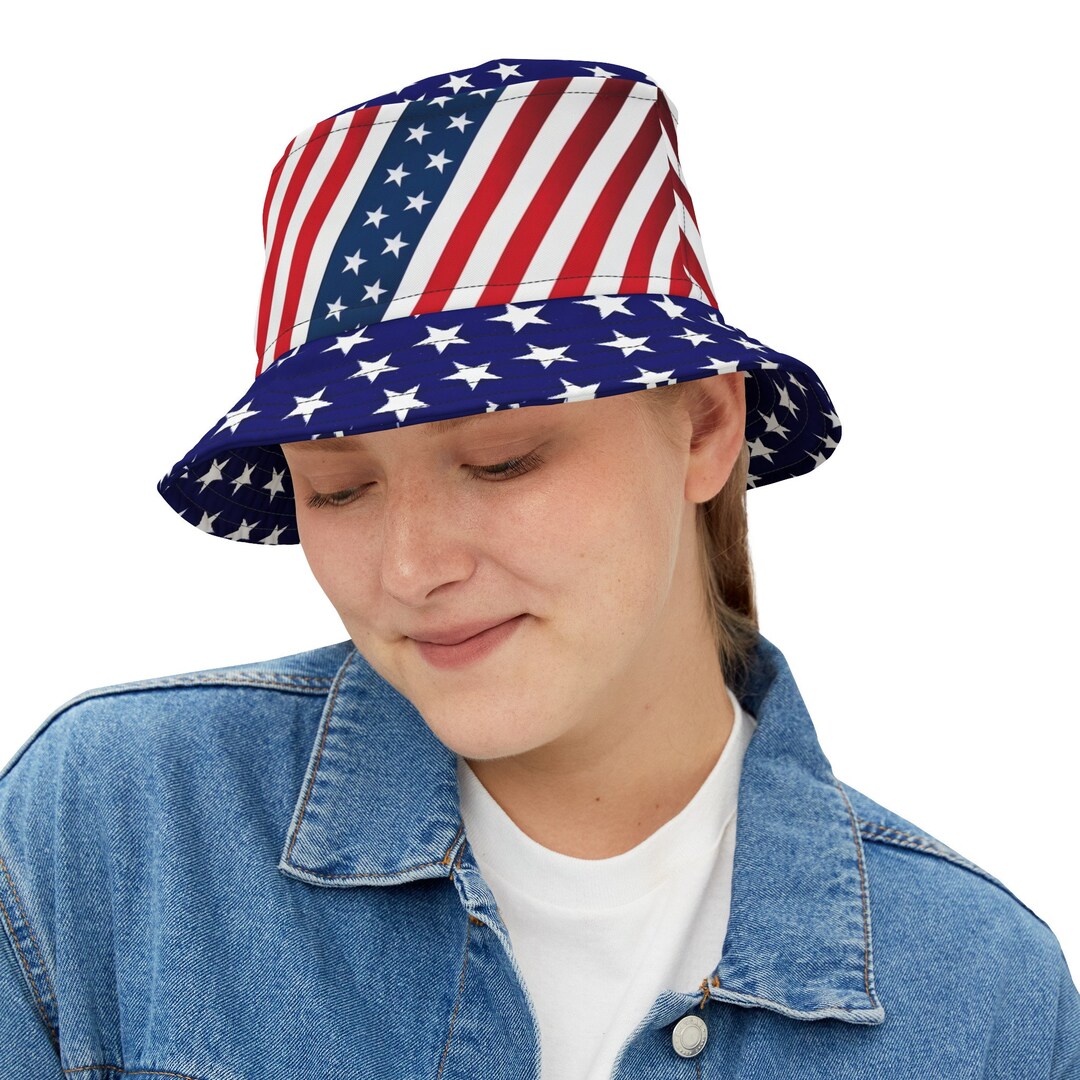 American Flag Bucket Hat, Patriotic Hat, Stars and Stripes Hat ...