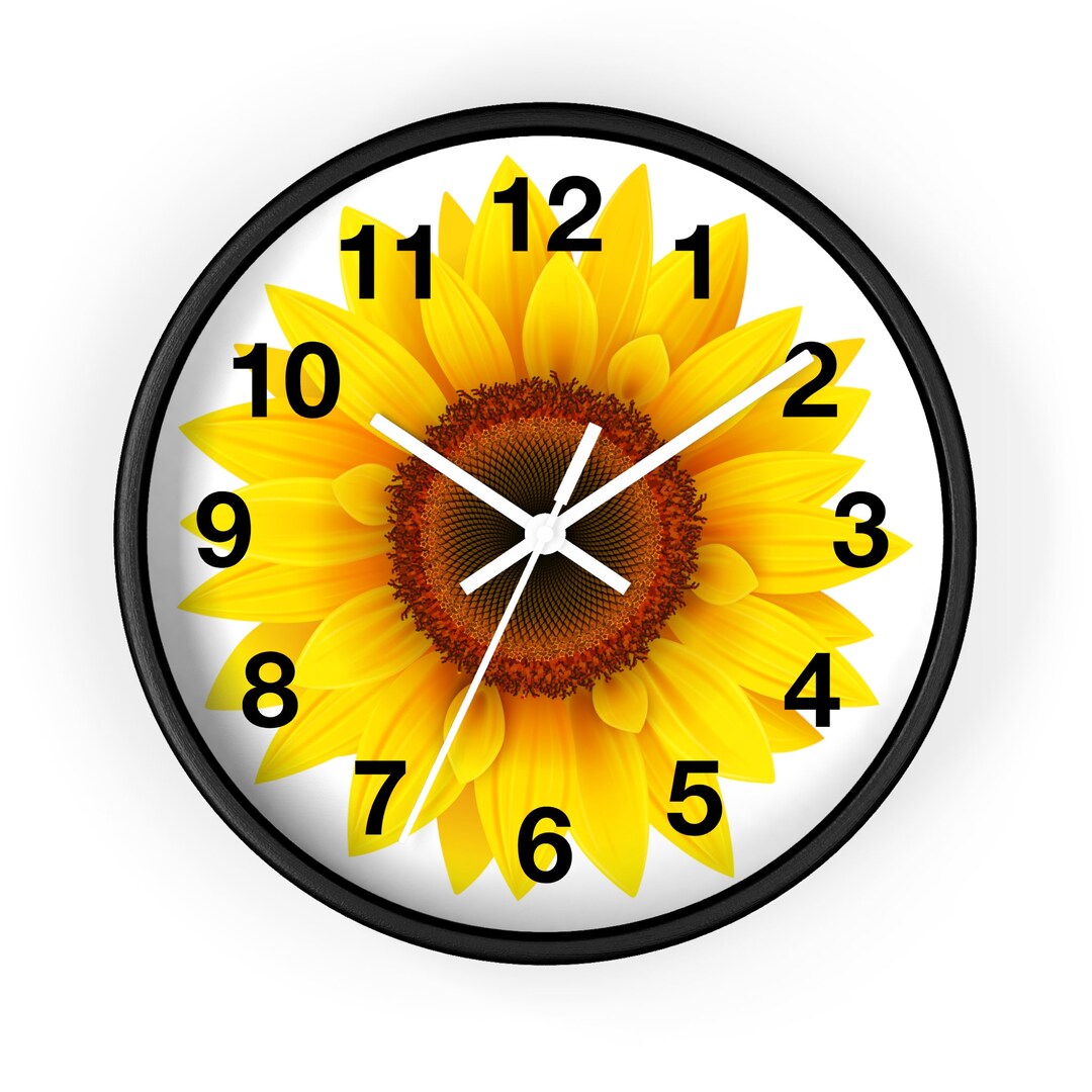 Sunflower Wall Clock, Sunflower Clock, Floral Art Clock, Flower Clock ...