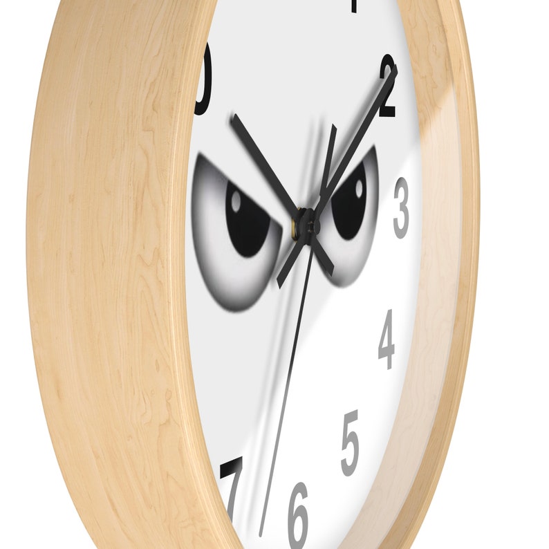 Angry Eyes Wall Clock, Angry Face Wall Clock, Funny Clock, Unique Wall ...