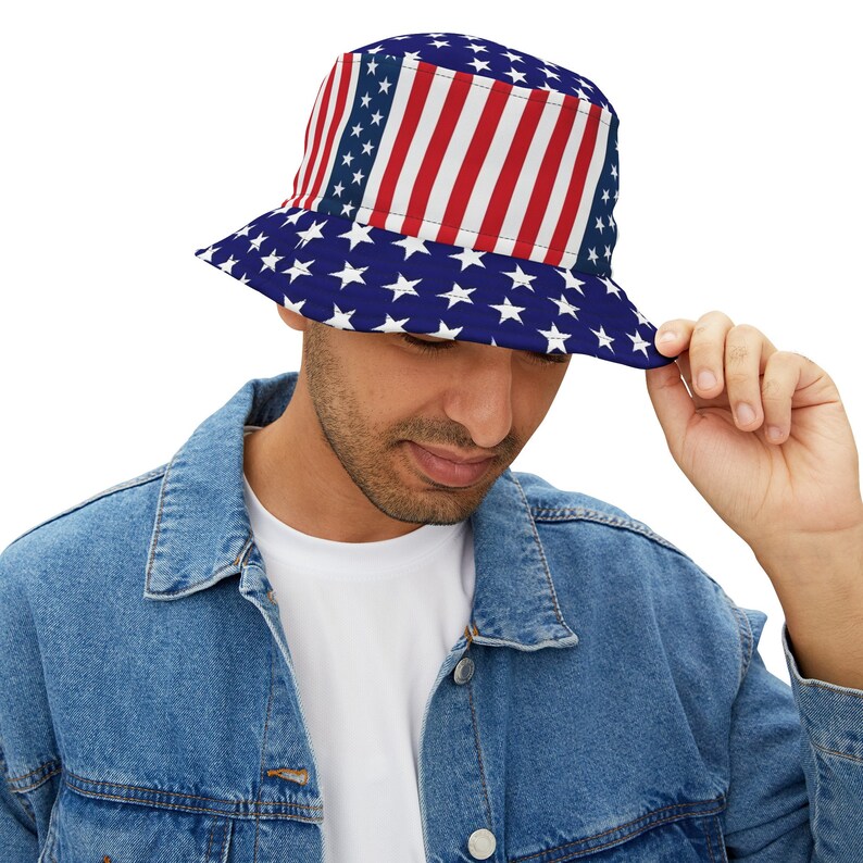 American Flag Bucket Hat, Patriotic Hat, Stars and Stripes Hat ...