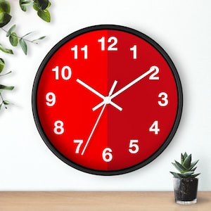 Two Tone Red Clock, Red Clock, Two Tone Clock, Dual Tone Clock, Unique ...