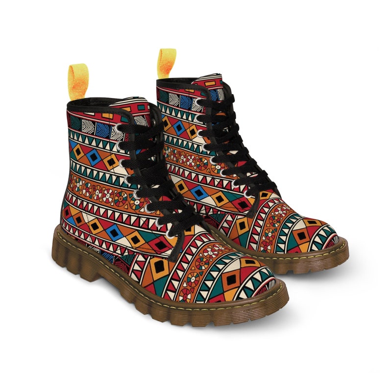 Men's Canvas Boots, African Pattern, African Print Boot, Geometric ...