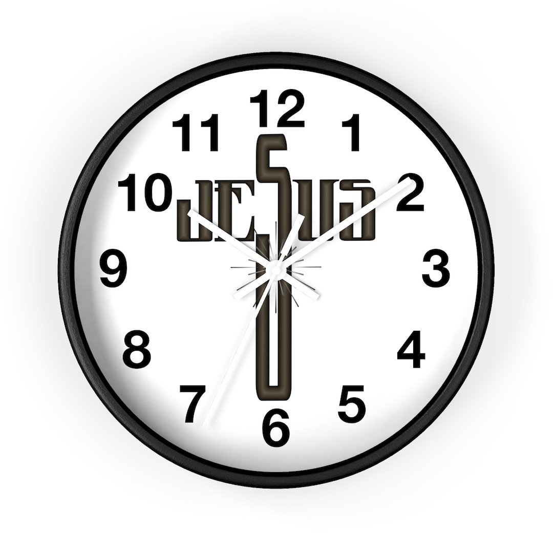Jesus Cross Wall Clock, Jesus Word Art Clock, Christian Clock, Jesus ...