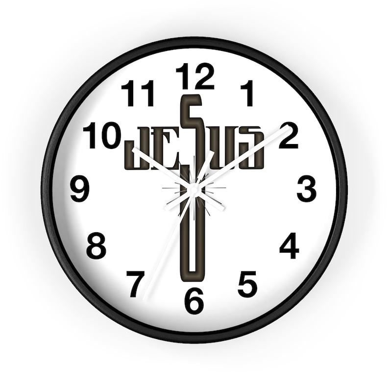Jesus Cross Wall Clock, Jesus Word Art Clock, Christian Clock, Jesus ...