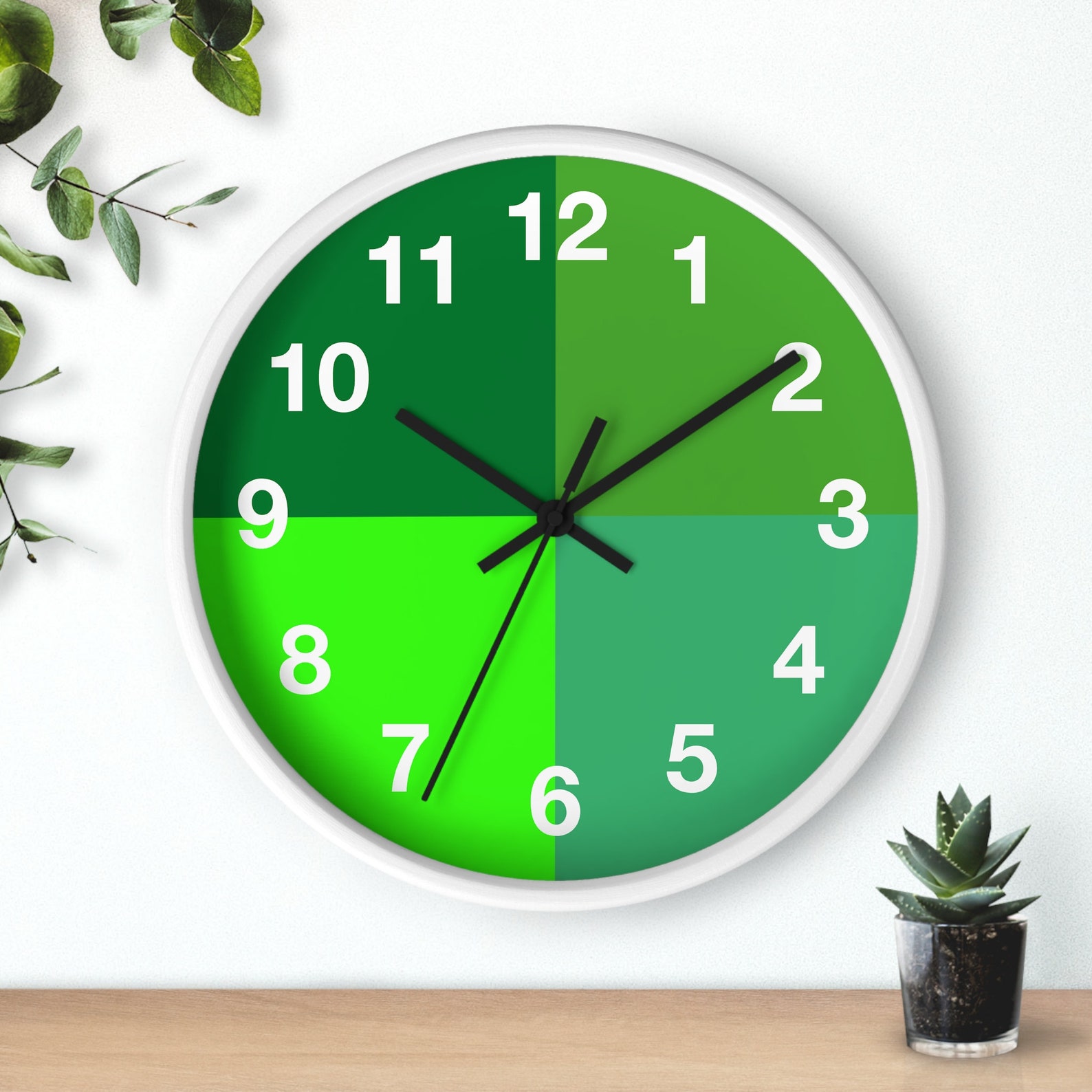 Four Tone Clock, Green Clock, Quadrant Toned Clock, Multi Shade Clock ...