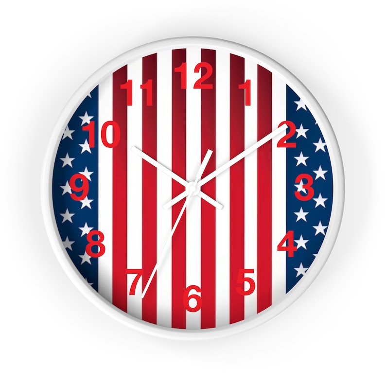 American Flag Clock, Patriotic Wall Clock, USA Flag Clock, American ...