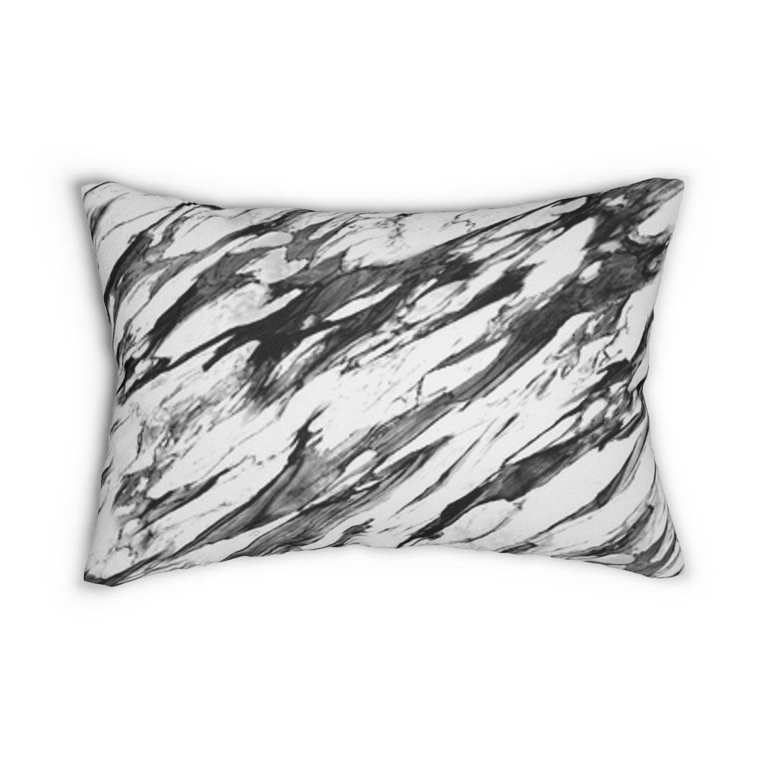 Elegant Lumbar Pillow, Marble Texture Pillow, Modern Decorative Pillow ...