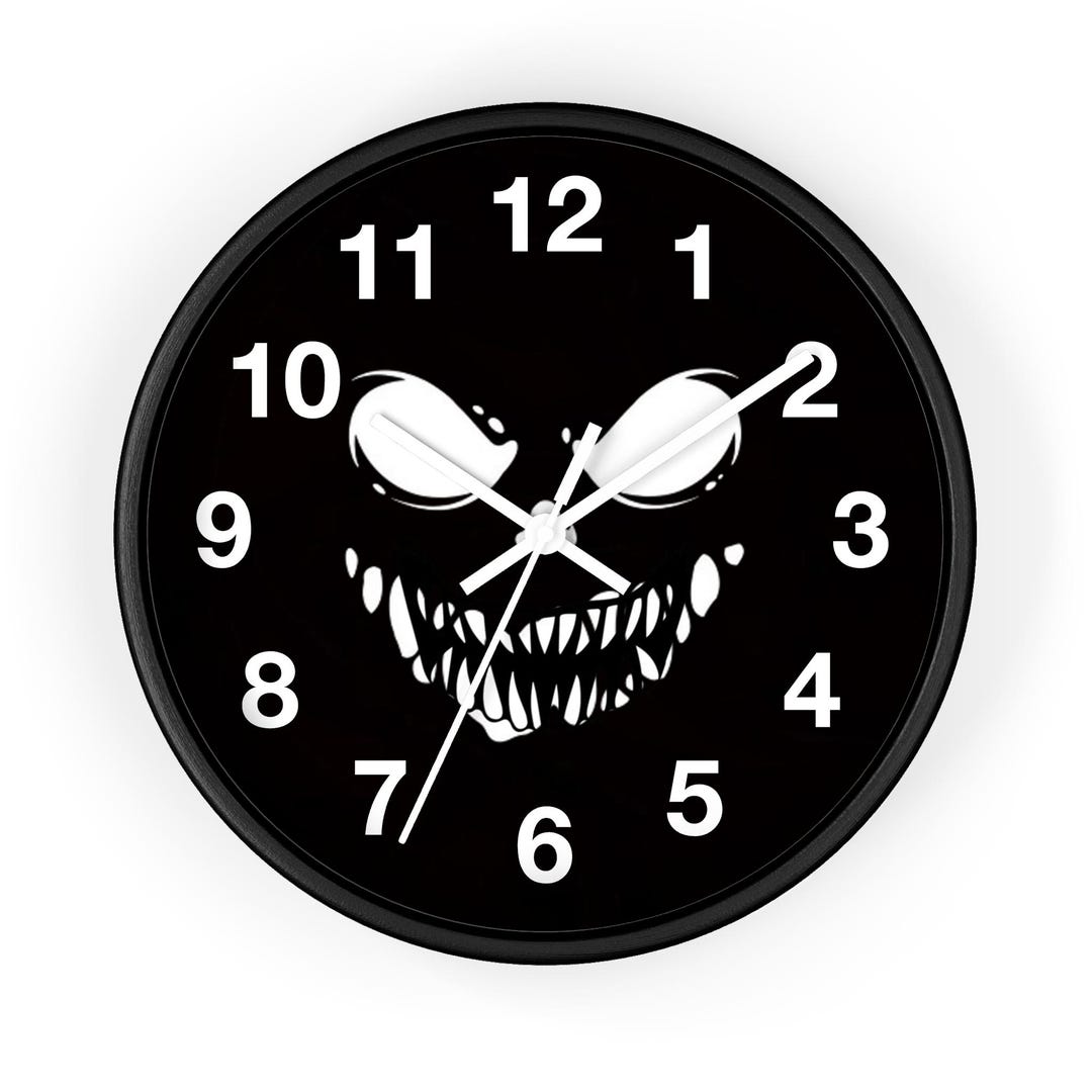 Scary Face Clock, Scary Grinning Face Clock, Spooky Face Clock, Spooky ...