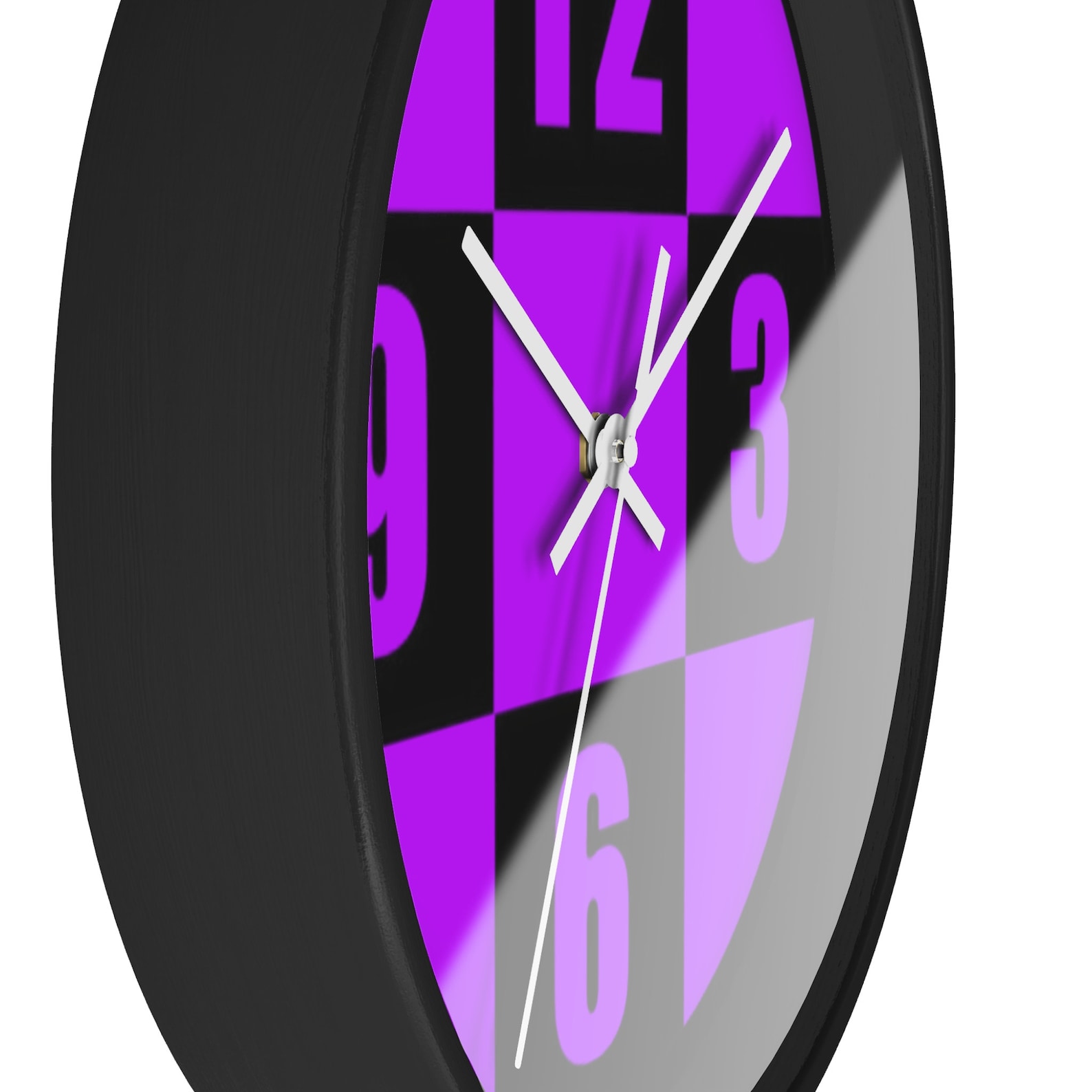 Purple Checker Clock, Checker Clock, Checkered Wall Clock, Geometric ...