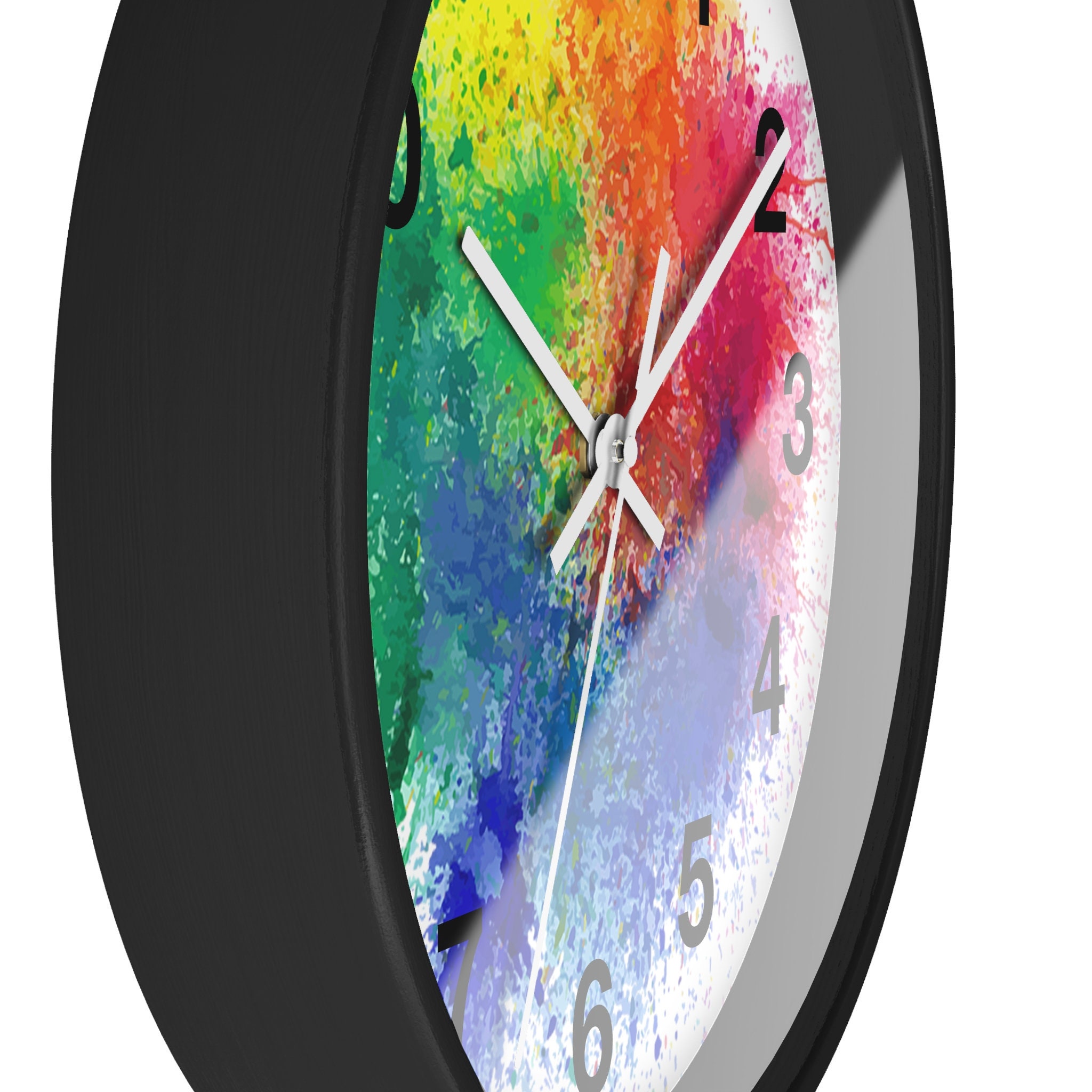 Wall Clock Rainbow Watercolor Clock Watercolor Splash Clock - Etsy