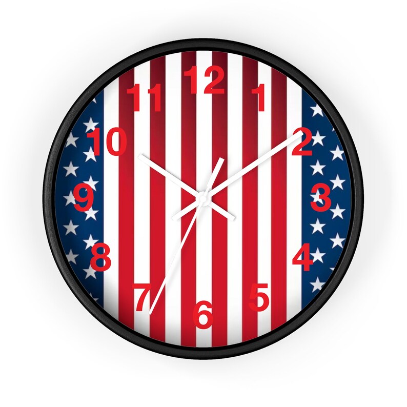 American Flag Clock, Patriotic Wall Clock, USA Flag Clock, American ...