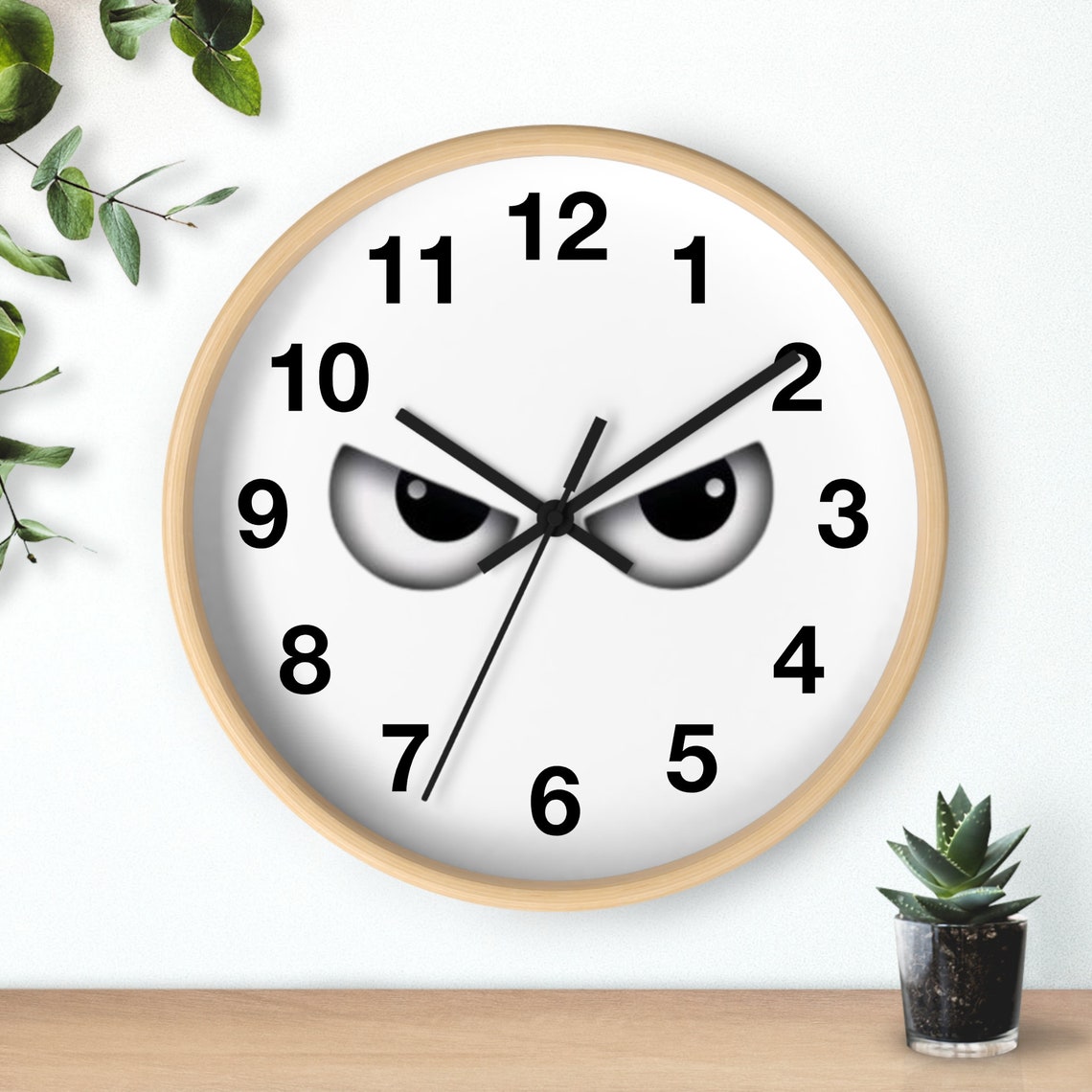 Angry Eyes Wall Clock, Angry Face Wall Clock, Funny Clock, Unique Wall ...