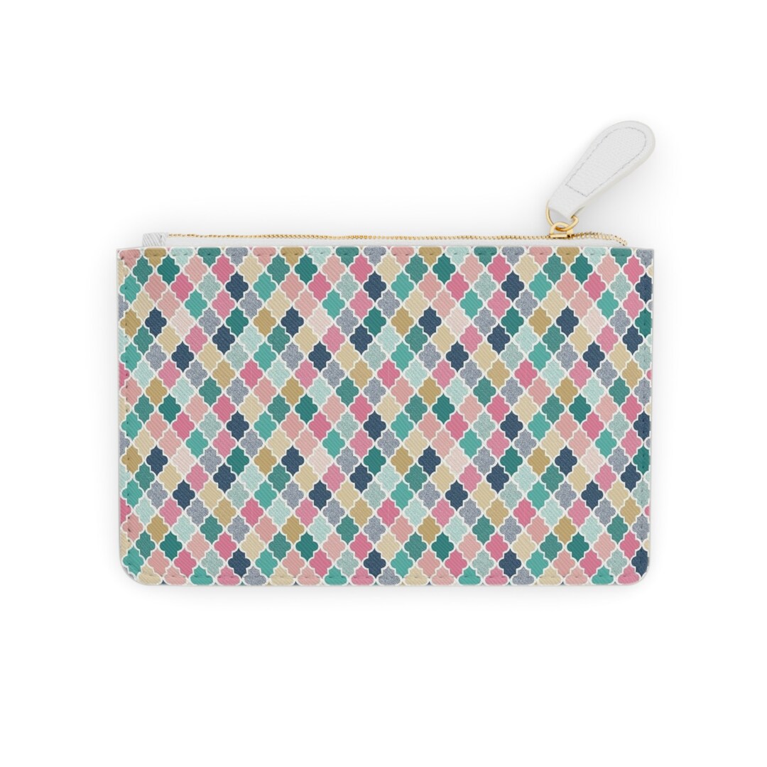 Mini Clutch Bag, Geometric Pattern Purse, Retro Style Clutch, Pastel ...