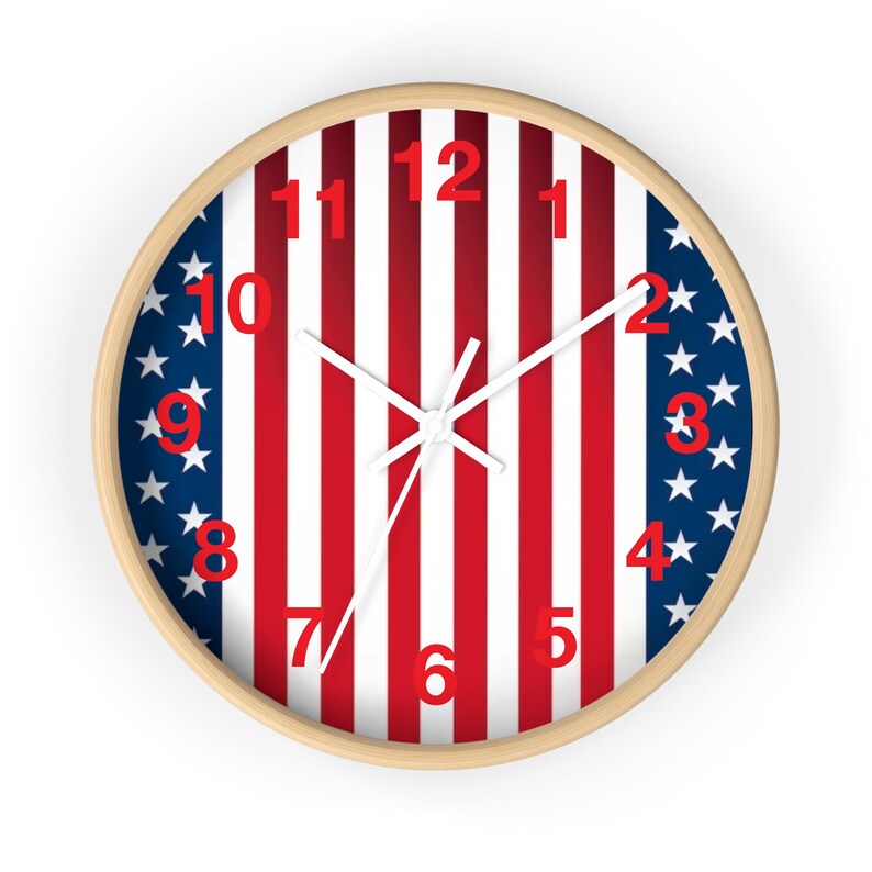 American Flag Clock, Patriotic Wall Clock, USA Flag Clock, American ...