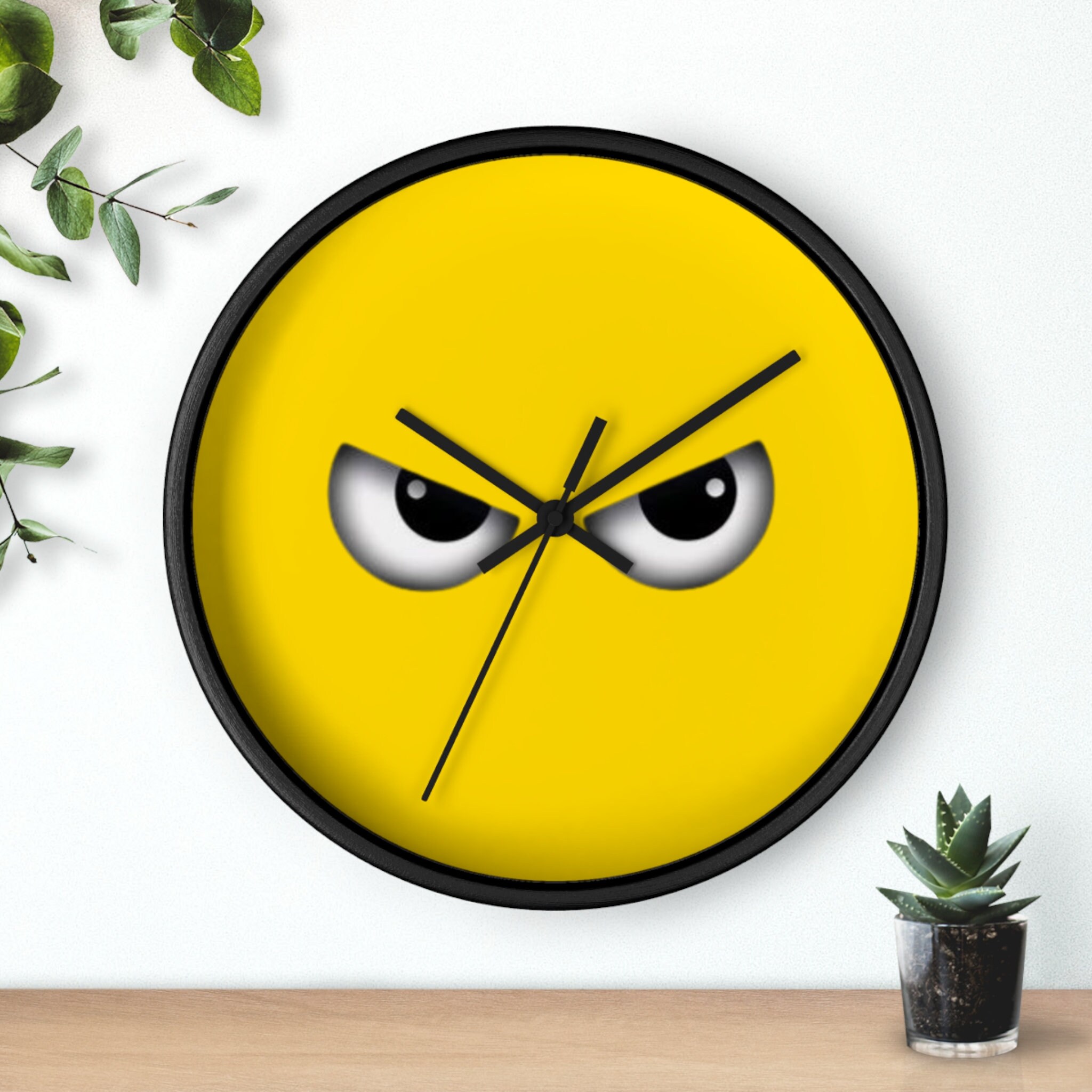 Angry Face Wall Clock, Whimsical Eyes Clock, Funny Clock, Unique Wall ...