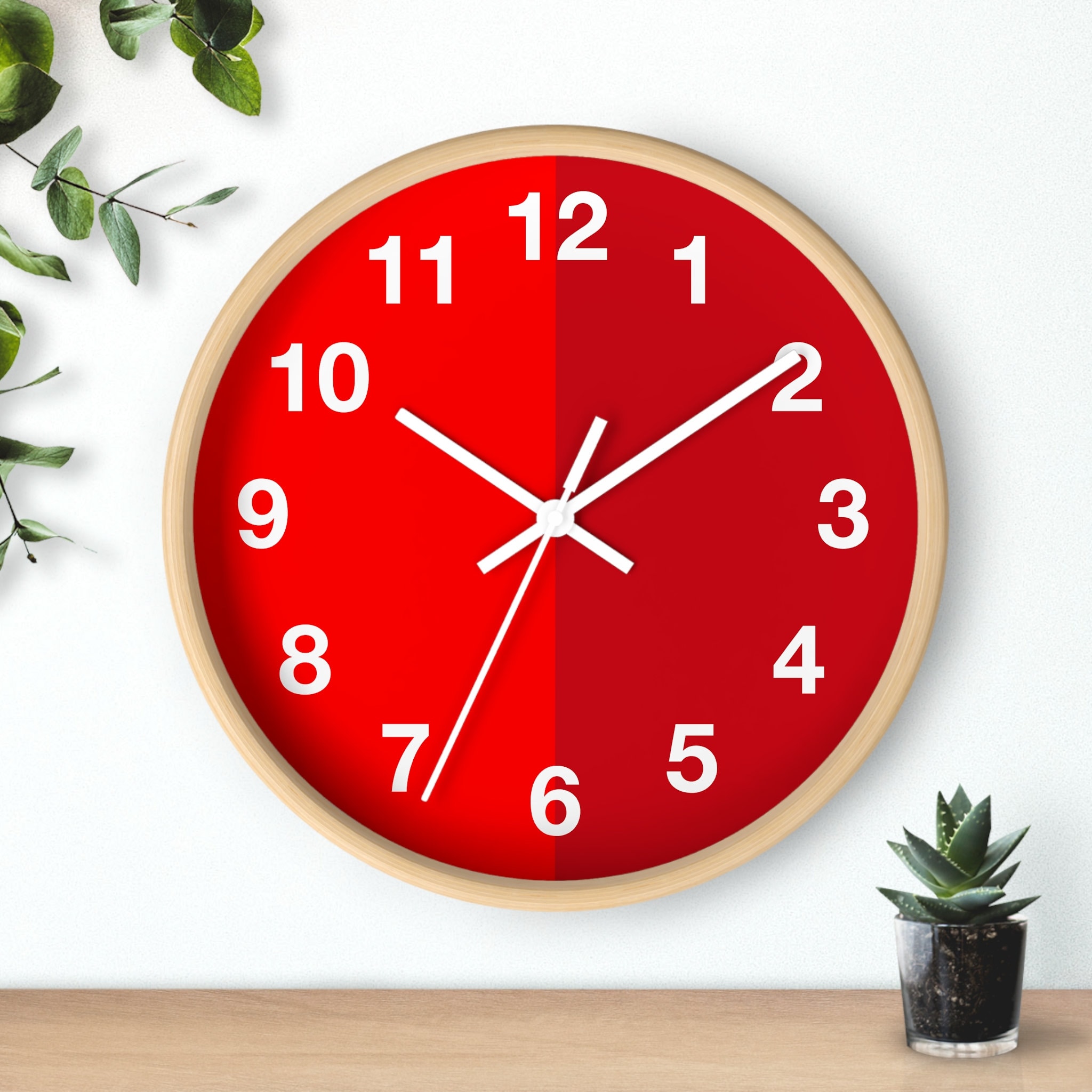 Two Tone Red Clock, Red Clock, Two Tone Clock, Dual Tone Clock, Unique ...
