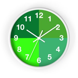 Four Tone Clock, Green Clock, Quadrant Toned Clock, Multi Shade Clock ...