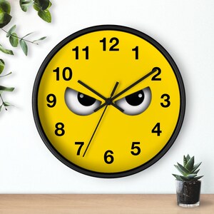 Playful Eyes Clock, Angry Face Wall Clock, Funny Clock, Unique Wall ...