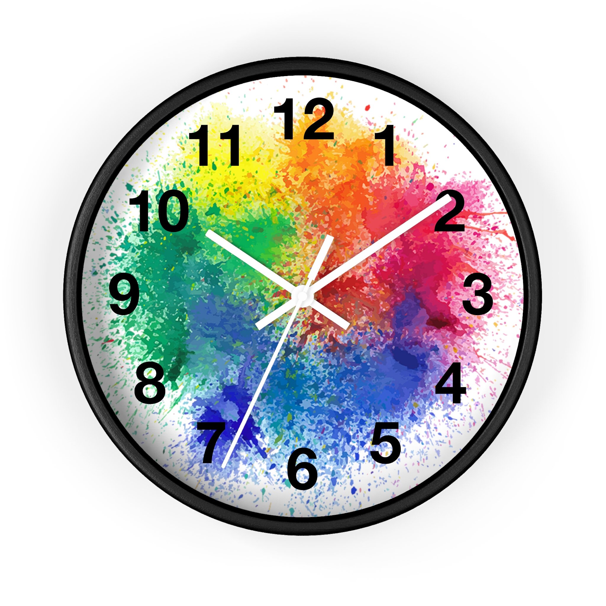 Wall Clock Rainbow Watercolor Clock Watercolor Splash Clock - Etsy