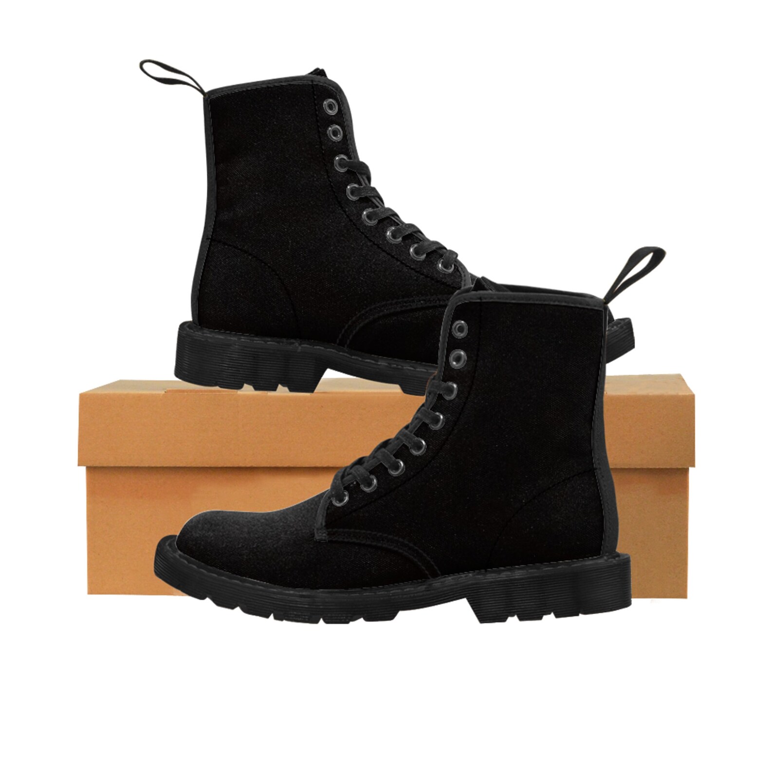Women's Canvas Boots, Black Boots, Black Boot for Women, Black Ankle ...