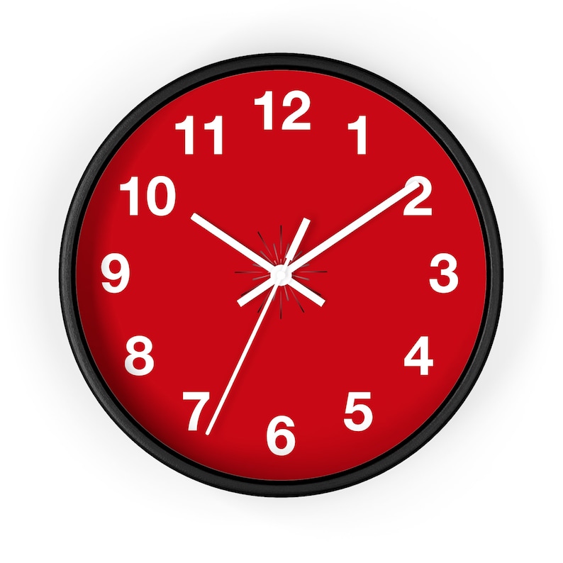 Red Clock, Minimalist Clock, Modern Wall Clock, Cool Wall Clock, Unique Wall Clock, Decorative ...