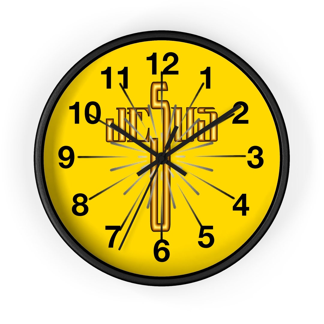 Jesus Cross Wall Clock, Jesus Word Art Clock, Cross Clock, Crucifix ...