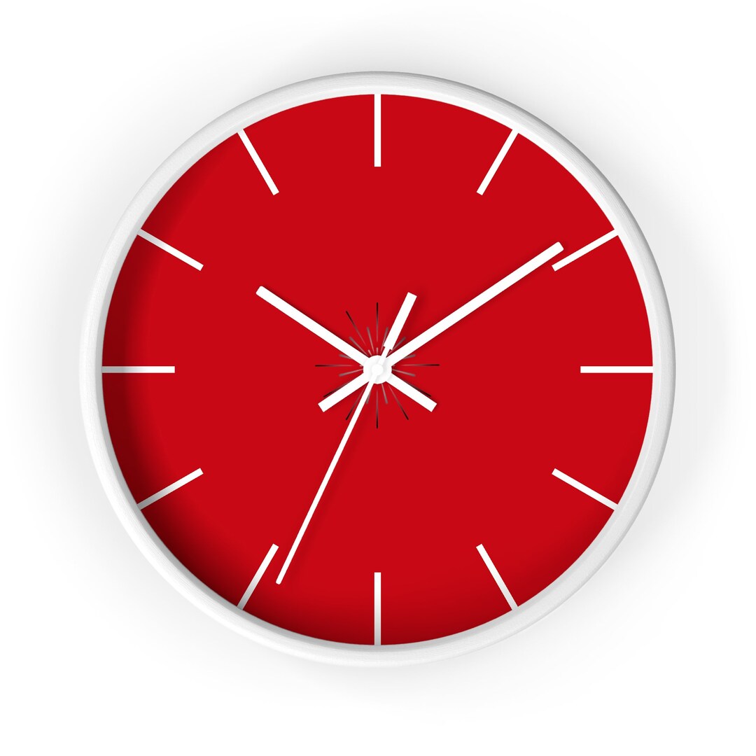 Red Clock, Minimalist Clock, Modern Wall Clock, Unique Wall Clock, Cool ...