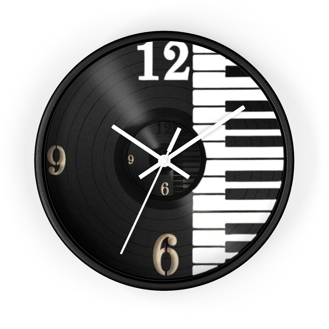 Wall Clock, Vinyl Clock, Vinyl Record Clock, Music Clock, Piano Wall ...