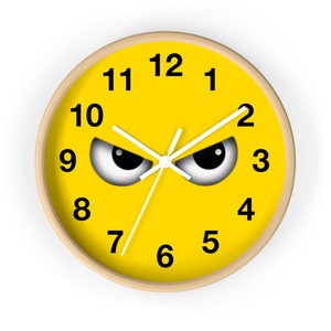 Playful Eyes Clock, Angry Face Wall Clock, Funny Clock, Unique Wall ...