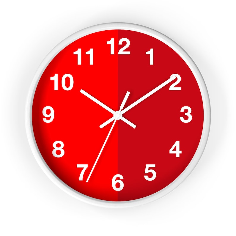 Two Tone Red Clock, Red Clock, Two Tone Clock, Dual Tone Clock, Unique ...