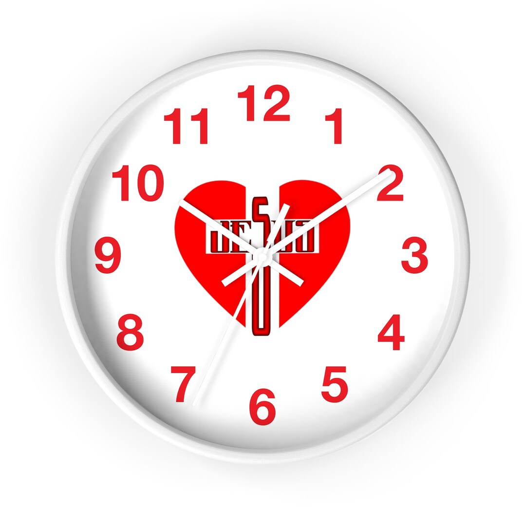 Jesus Heart Clock, Heart of Faith Clock, Jesus Word Art, Jesus Crucifix ...