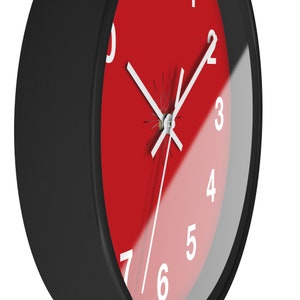 Red Clock, Minimalist Clock, Modern Wall Clock, Cool Wall Clock, Unique ...