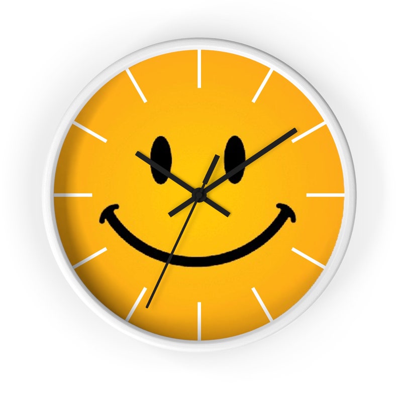 Smiley Clock, Yellow Smiley Clock, Happy Face Clock, Emoji Clock ...