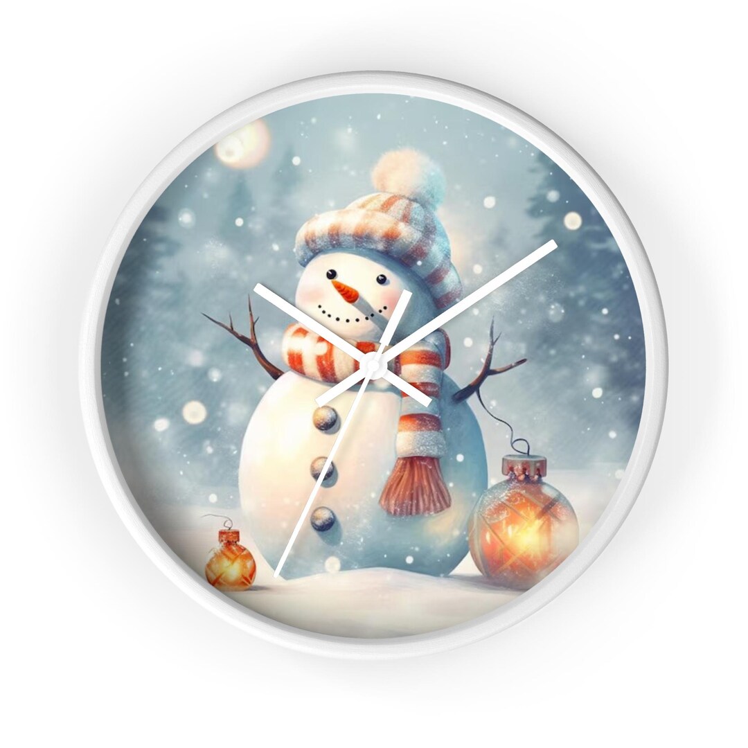 Snowman Christmas Wall Clock, Snowman Clock, Winter Decor Clock ...