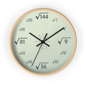 Square Root Clock, Math Clock, Unique Wall Clock, Kids Clock, Modern ...