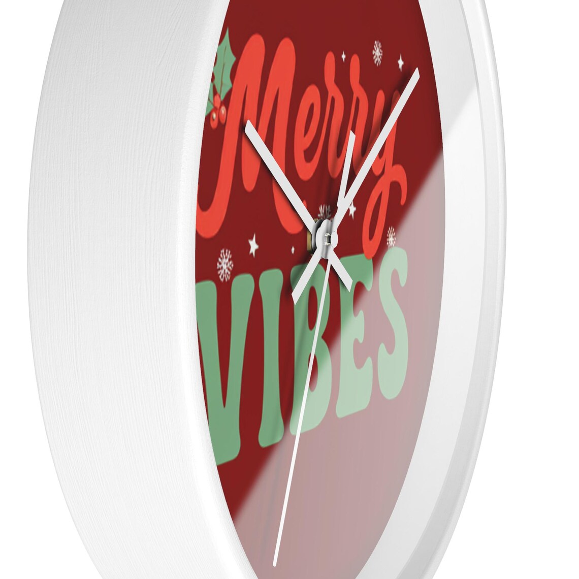 Merry Vibes Wall Clock, Red Christmas Clock, Holiday Decor Clock ...