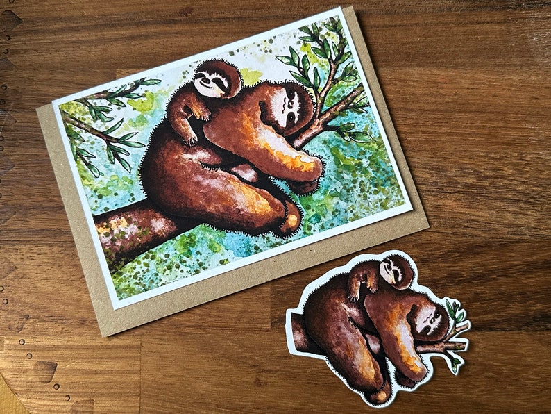 Vinyl Sloth Sticker Die Cut Sticker Original Watercolour Hand Crafted ...