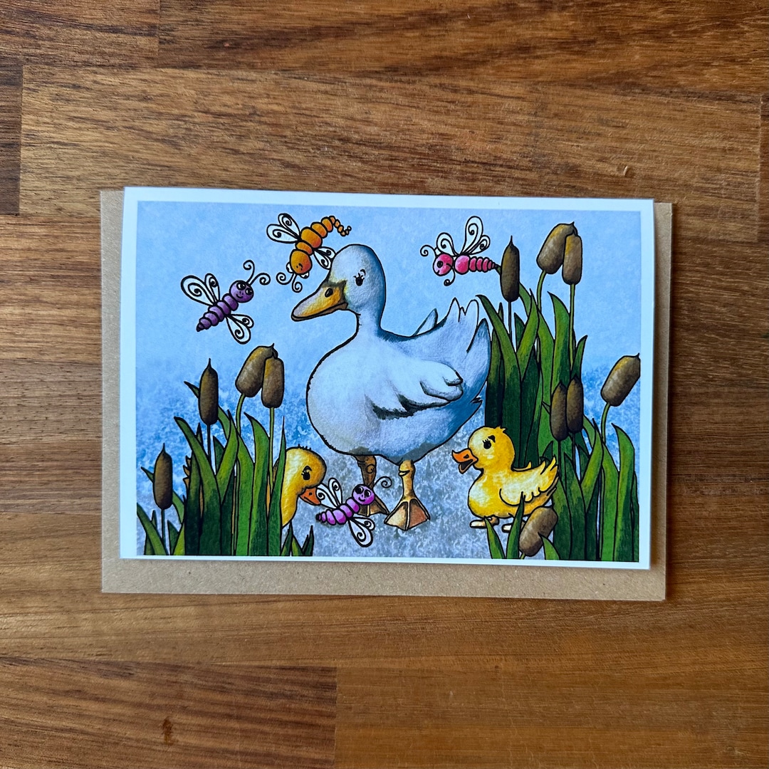 Duck Greetings Card Cute Watercolour Card Gift Card Bird - Etsy