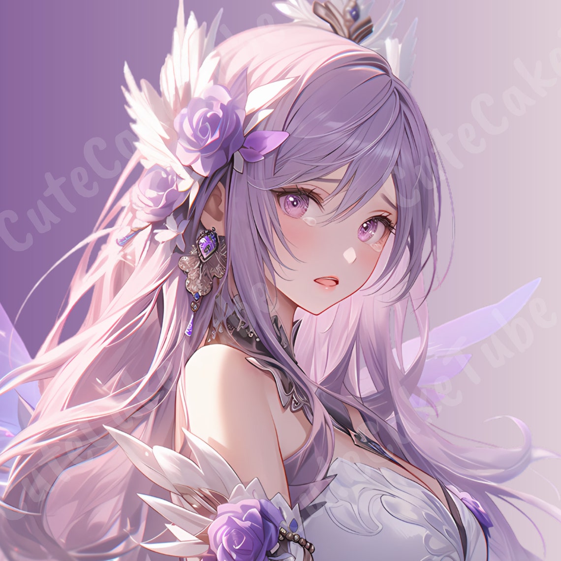 PNGTUBER Emilia the Angel Queen 5 Emotions Vtuber Premade Assets for ...