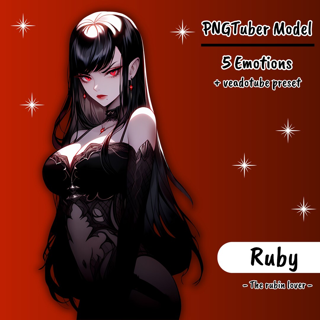 PNGTUBER | Ruby, the Rubin Lover | 5 Emotions | Vtuber Premade Assets for Streaming on Twitch ...