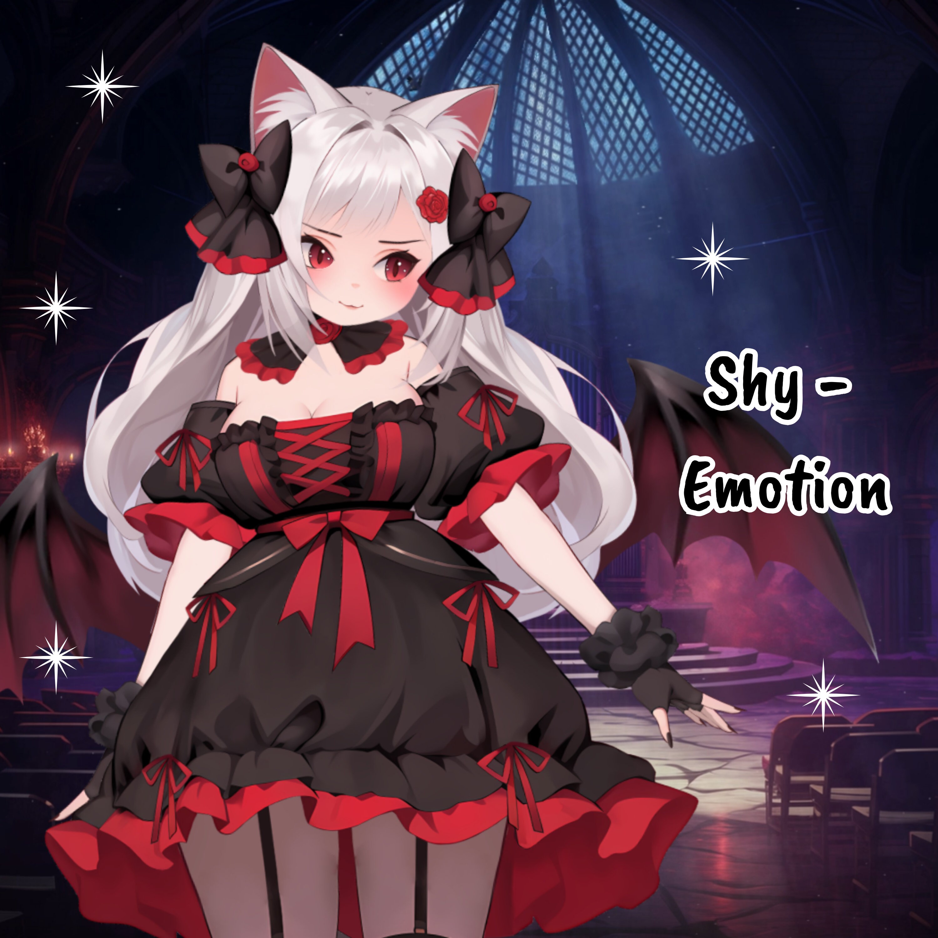 Vtuber Freya, the Vampire Girl With Pet 5 Emotions 6 Toggles Live2d Model for Vtube Studio ...