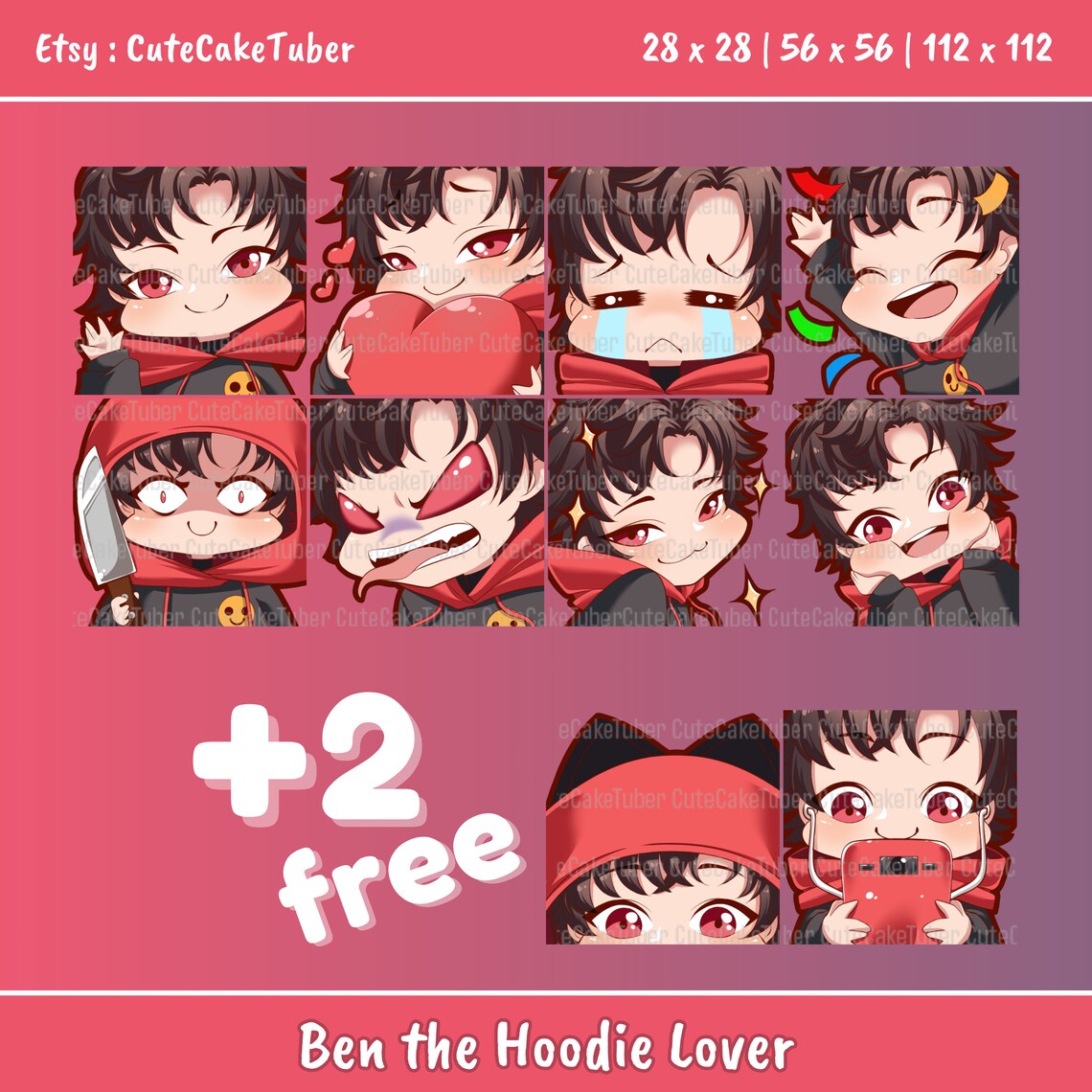 EMOTES BUNDLE | Ben, the Hoodie Lover | 10 Emotes | for Twitch, Discord ...