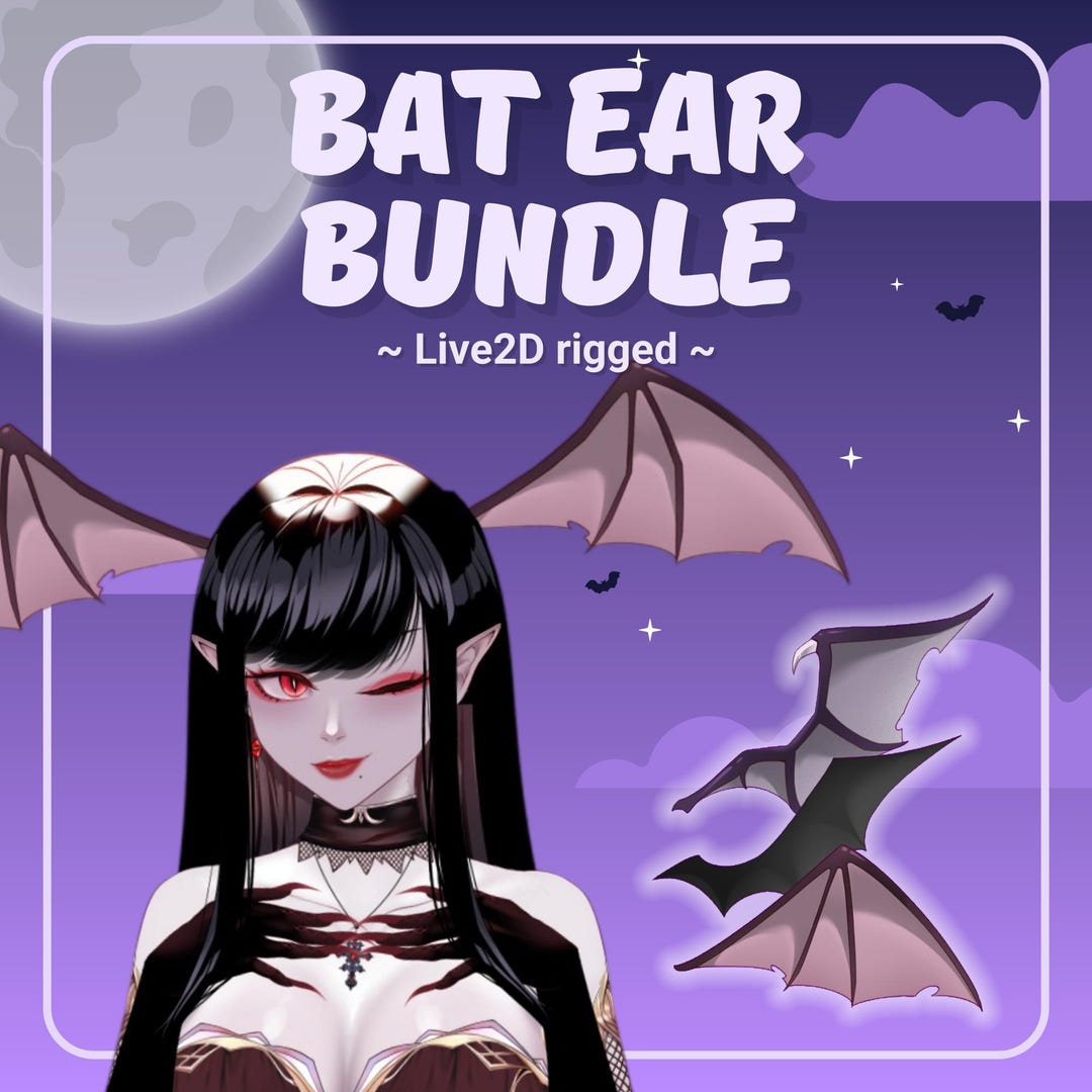 VTUBER ASSETS | Bat Head Wings | Animated Live2d Items for "vtube Studio" | Streaming on Twitch ...