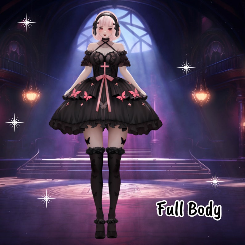 Vtuber | Gina, the Gothic Girl | 5 Emotions + 2 Toggles | Live2d Model for Vtube Studio Premade ...