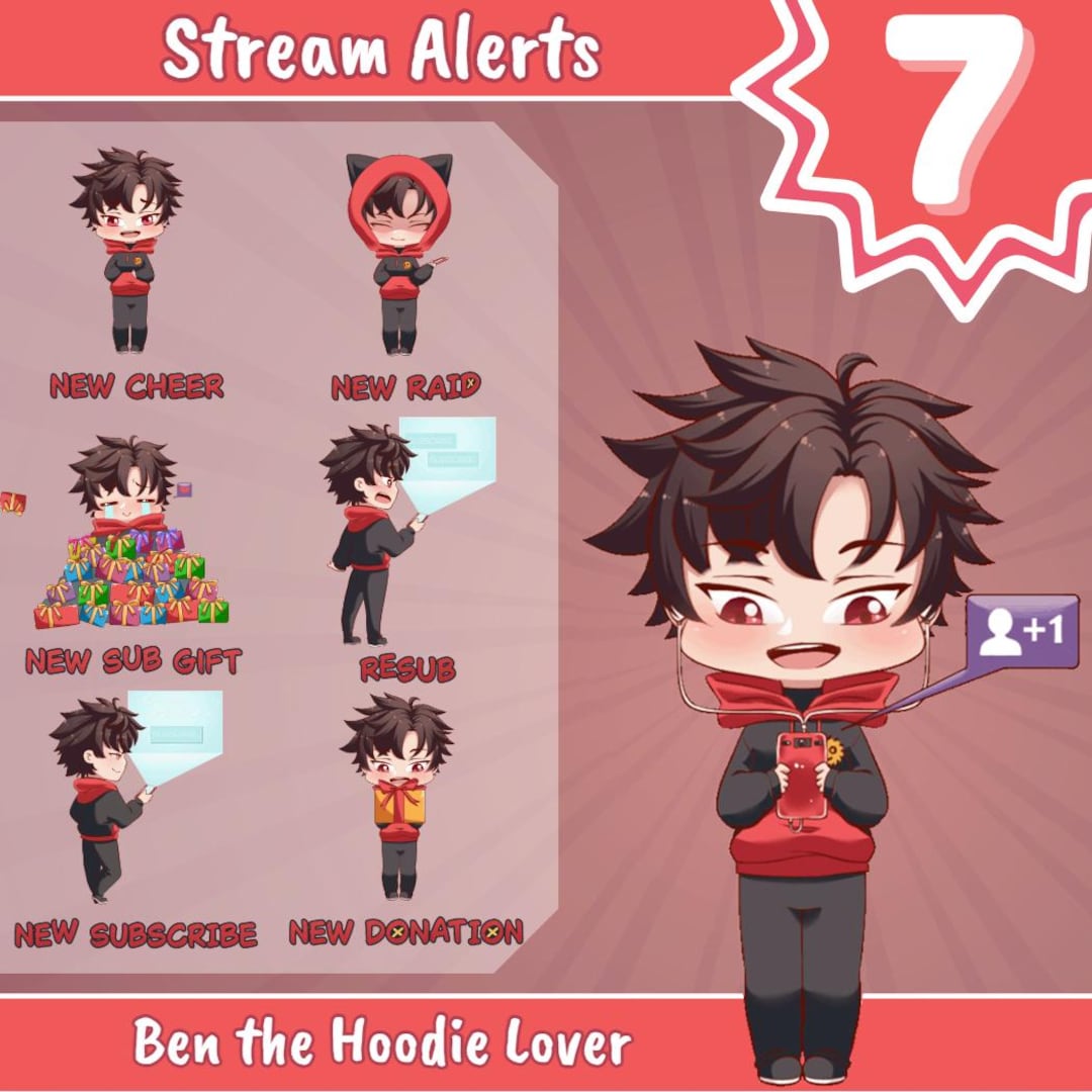 ALERT BUNDLE | Ben, the Hoody Lover | 7 Premade Stream Alerts | for ...